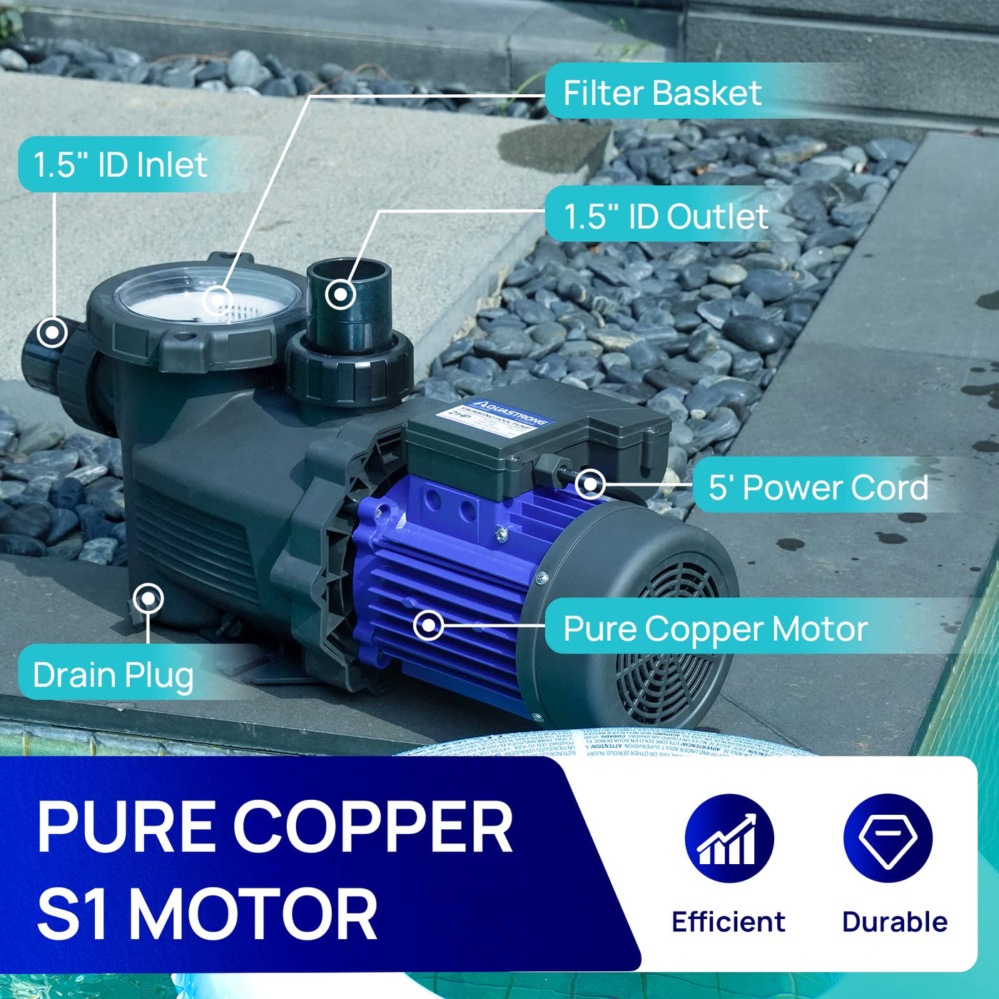 PSP300-HV 3 HP 220V Pool Pump, 9350 GPH — Aquastrong