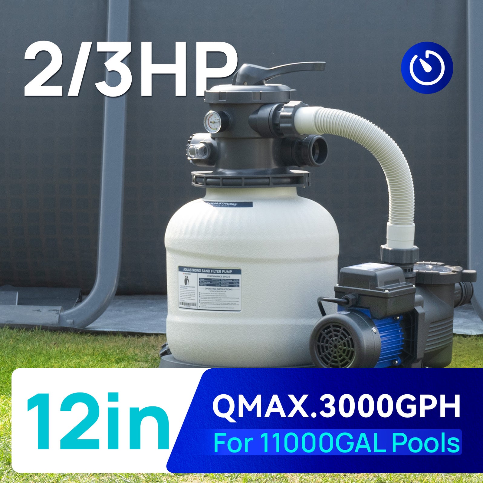 Sand Filter Pumps 115V, 1/2 HP to 3 HP, 12in to 20in, Max 8917GPH for ...