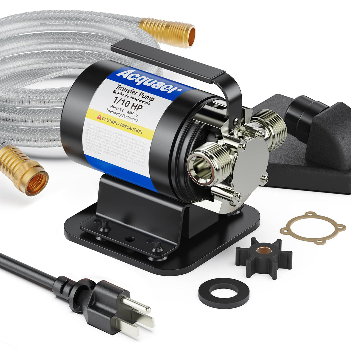 Portable Transfer Pump 1/10 HP 115V/12V TRP010-2 / TRB010 — Aquastrong