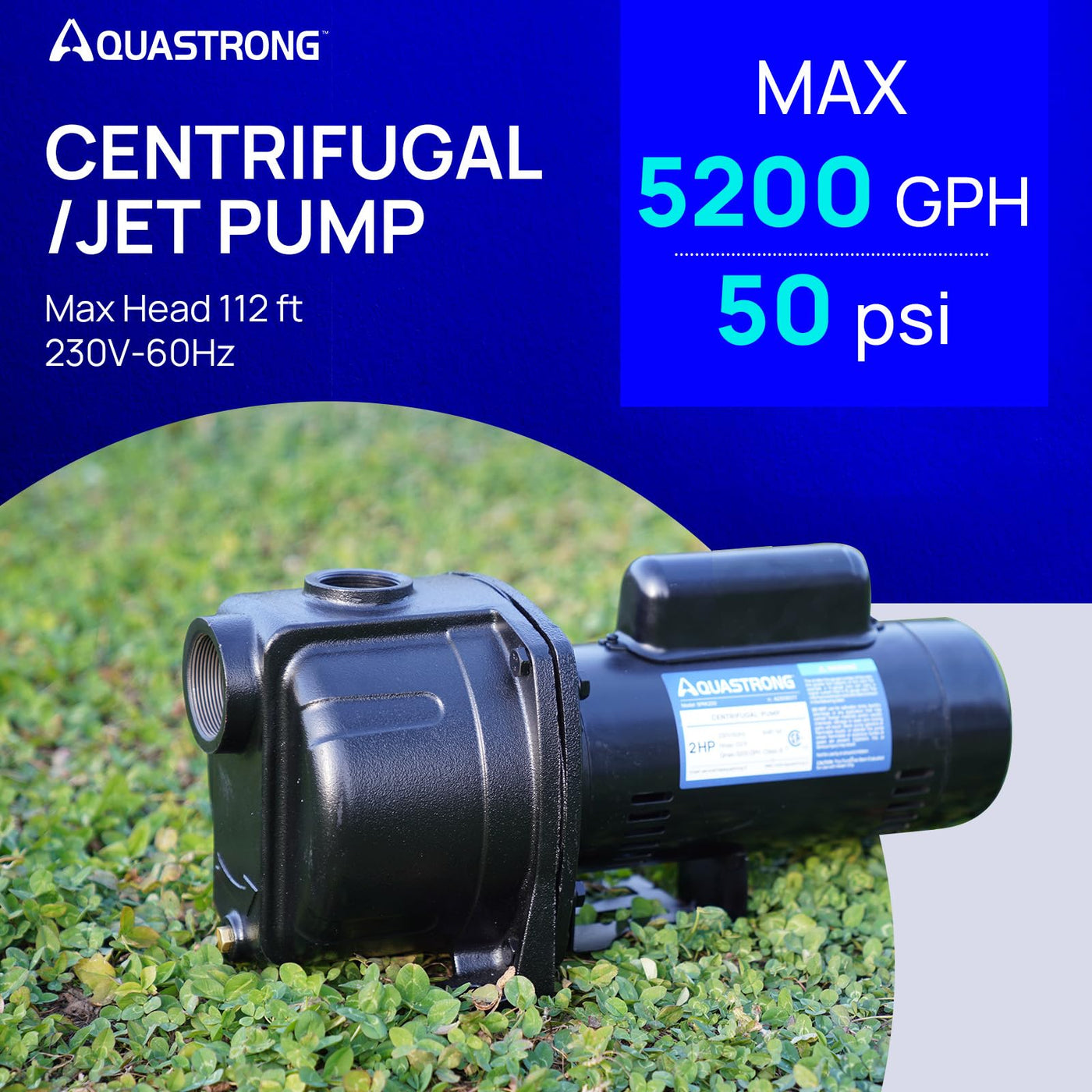 AQUASTRONG Shallow Well Jet/Centrifugal Pump, 1.5 HP & 2 HP,4250 GHP