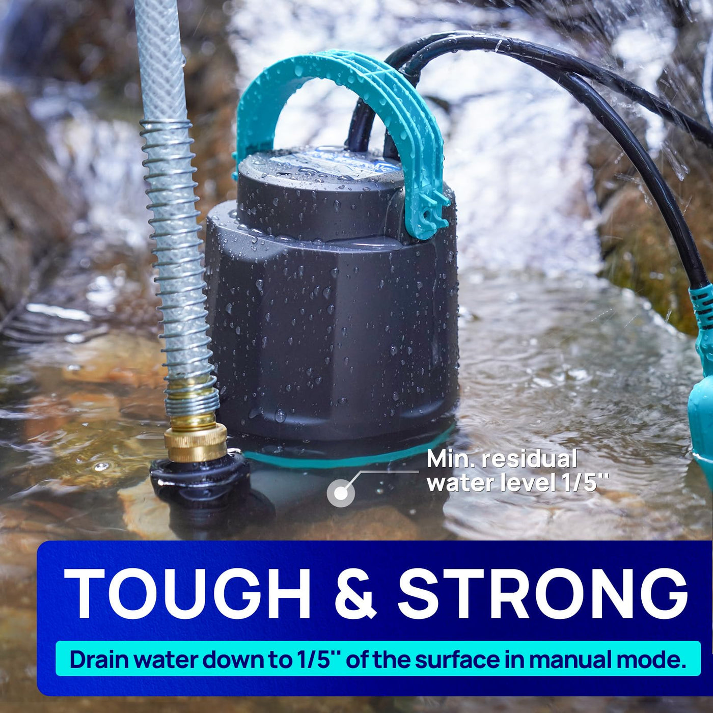 ESU050P 1/2 HP Utility Pump with Float Switch, 3159 GPH 10ft Cord ...