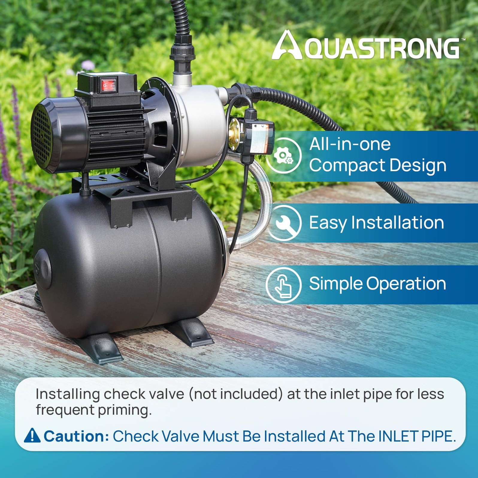 AQUASTRONG 1.6 HP Shallow Well Pump with Pressure Tank, NSF Certified, — Aquastrong