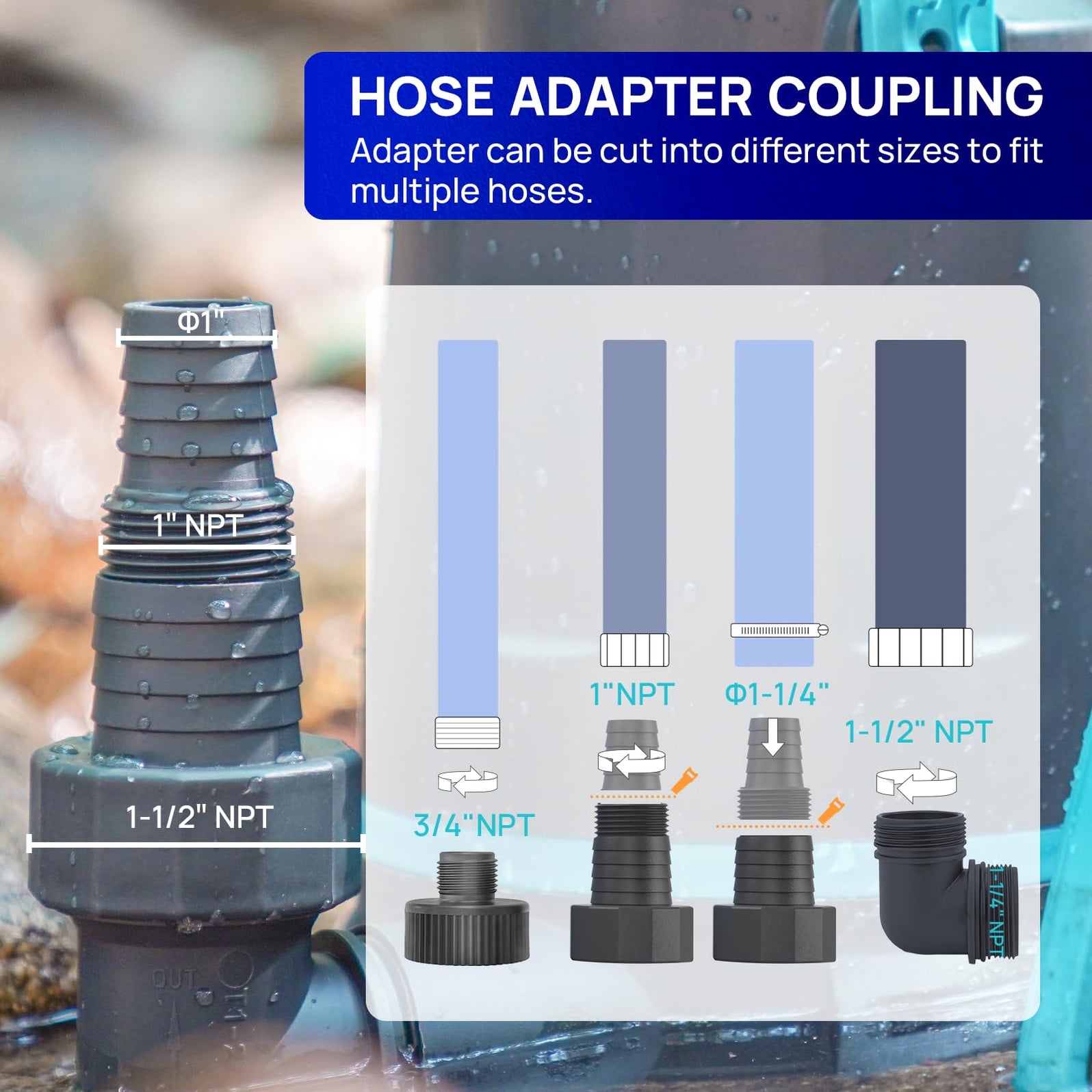 ESU050PM 1/2 HP Utility Pump, 3159 GPH 10ft Cord — Aquastrong